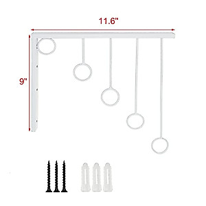 Geesatis 3 Pcs Wall Mounted Garment Racks Closet Clothing Organizer Garment Racks Brackets 5-Rings for Hanging, with Mounting Screws, White