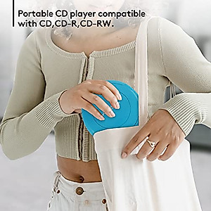 ByronStatics Portable Disc CD player, Personal Walkman Music CD Players Anti-Skip Shockproof Protection, Portable and Lightweight, Headphones Jack, Powered DC or 2XAA Battery - Teal