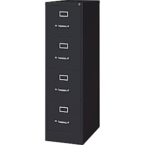 Lorell 4-Drawer Vertical File with Lock, 15 by 25 by 52-Inch, Black