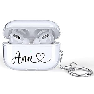 Liana Cases Custom Name Case for AirPods - All Sizes Available - AirPods Pro 2nd, 1st, 3rd Generation - Clear Personalized Cover Handwritten Style with Keychain Ring Carabiner