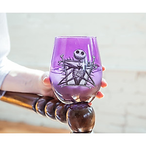 Disney Nightmare Before Christmas Jack Skellington Purple Stemless Wine Glass