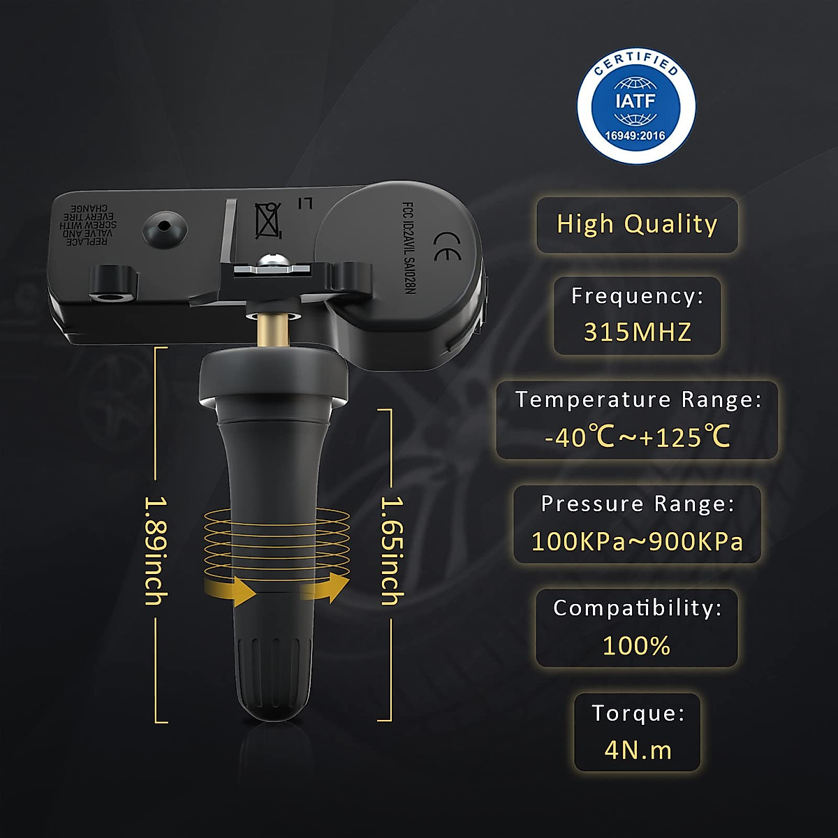 Marsflex TPMS Sensor Fit for Ford Lincoln Mercury, F150 F250/F350 Super Duty Escape Focus Explorer, Tire Pressure Monitoring System OE: DE8T-1A-180-A 9L3Z-1A189-A DE8T-1A180-AA 9L3Z-1A-189-A 315MHz