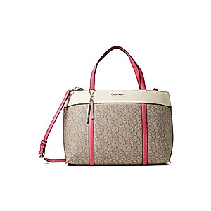 Calvin Klein Gillian Satchel Almond/Taupe/Pink Flambe One Size