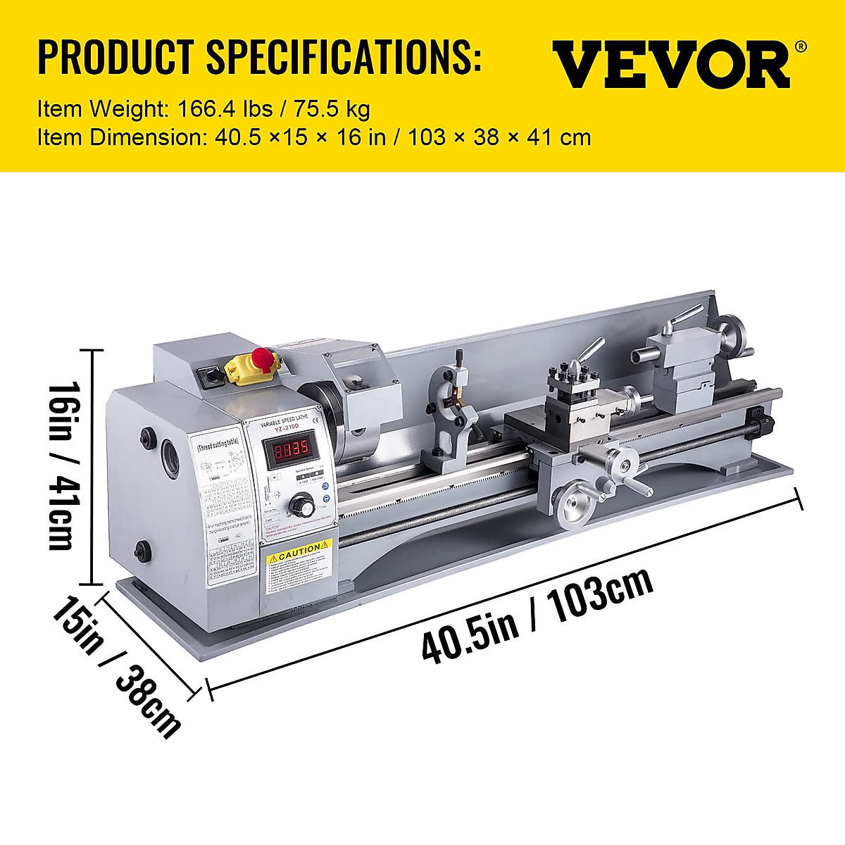 VEVOR Metal Lathe, 210x800 Mini Lathe Machine, 2500 RPM Variable Speed Change, 850W Precision Mini Lathe, Metal Working Lathe with Brushless Motor, Milling Machine for Various Metal Turning
