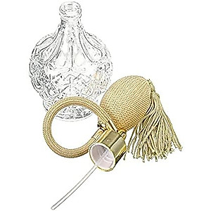 Topxome 100ml Clear Crystal Vintage Style Perfume Bottle Long Spray Tassels Atomizer Pump Refillable Glass Bottles Lady Makeup Tool, Gold