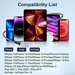 Deegotech USB C to Lightning Cable, [MFi Certified] 10ft iPhone Fast Charger, Long Nylon Lightning Cable Compatible with iPhone 14/14 Pro Max/14 Pro/13/12/11, iPad, Airpods (3m)