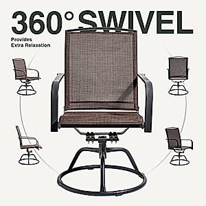 3 Pieces Outdoor Furniture, Patio Table and Chairs, Bar Stools Set of 3 Swivel Outdoor Chairs, Bar Height Patio Table & Chairs Set Furniture Patio All Weather Outdoor Patio Furniture (Brown)