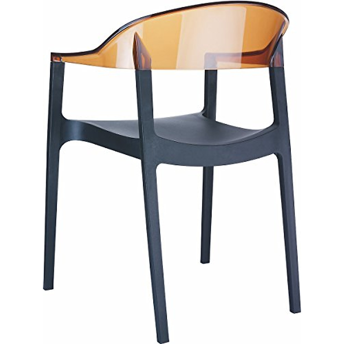 Carmen Modern Dining Chair Black Seat Transparent Amber Back (Pack of 2)