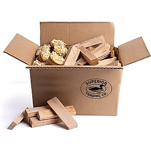 Superior Trading Co. Oak Mini Fire Stick w/Fire Starter Pods for BBQ Grill, Pizza Oven, Wood Stove — USDA Certified Kiln Dried Wood 6" Pieces in Carton Box, BBQ Accessories, 30 Lbs