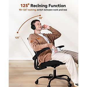 CAPOT Ergonomic Office Chair 350lbs Capacity - 3.9-inche Cushion and Tall Back Computer Desk Chair Breathable Mesh - Comfortable Swivel Office Chair with Adjustable Lumbar Support