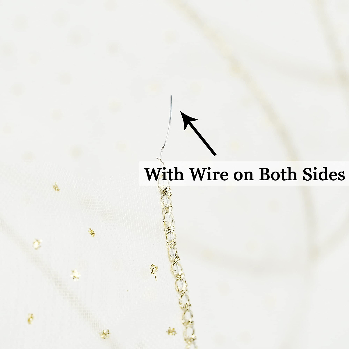 MEEDEE White Gold Wired Ribbon - 2.5 Inch Glitter Polka Dot Christmas Ribbon, 25 Yards for Tree, Wreath, Bow Making