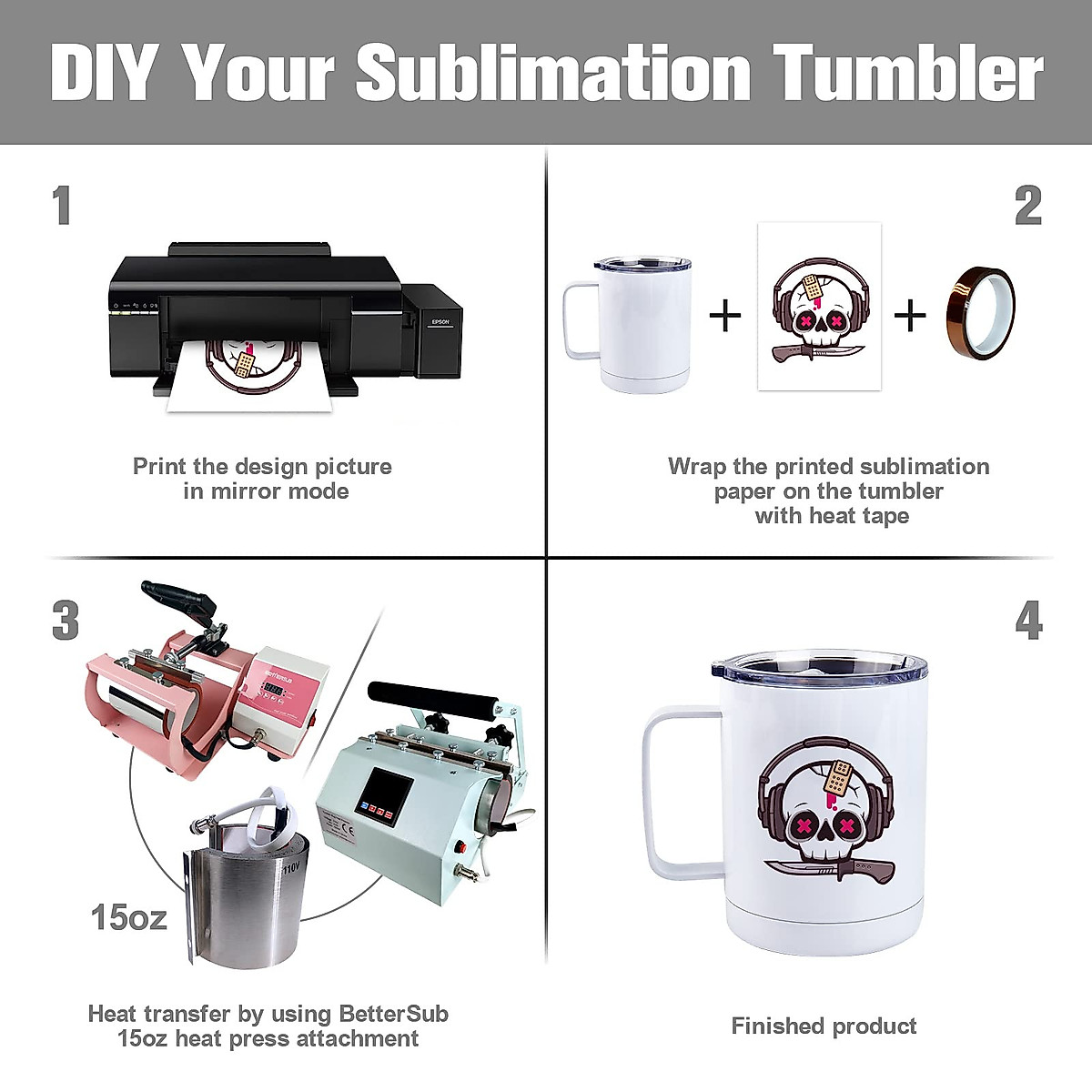 BetterSub 12oz Sublimation Tumbler Mugs with Handle and Sliding Lid, Display Box, Stainless Steel Coffee Camping Mugs Double Wall Vacuum Insulation Sublimation Blank, 6 Packs White