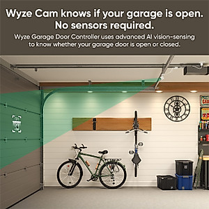 Wyze Smart Garage Door Opener w/built-in HD Video, Remotely Control Garage Door, 1080p HD Video w/Color Night Vision, Two-Way Audio