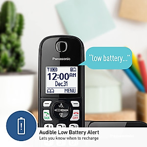 Panasonic Cordless Phone System, Expandable Home Phone with Call Blocking, Bilingual Caller ID and High-Contrast Display, 3 Handset - KX-TGD613B (Black)