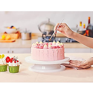 Kootek 11 Inch Rotating Cake Turntable, Turns Smoothly Revolving Cake Stand Cake Decorating Kit Display Stand Baking Tools Accessories Supplies for Cookies Cupcake (White)