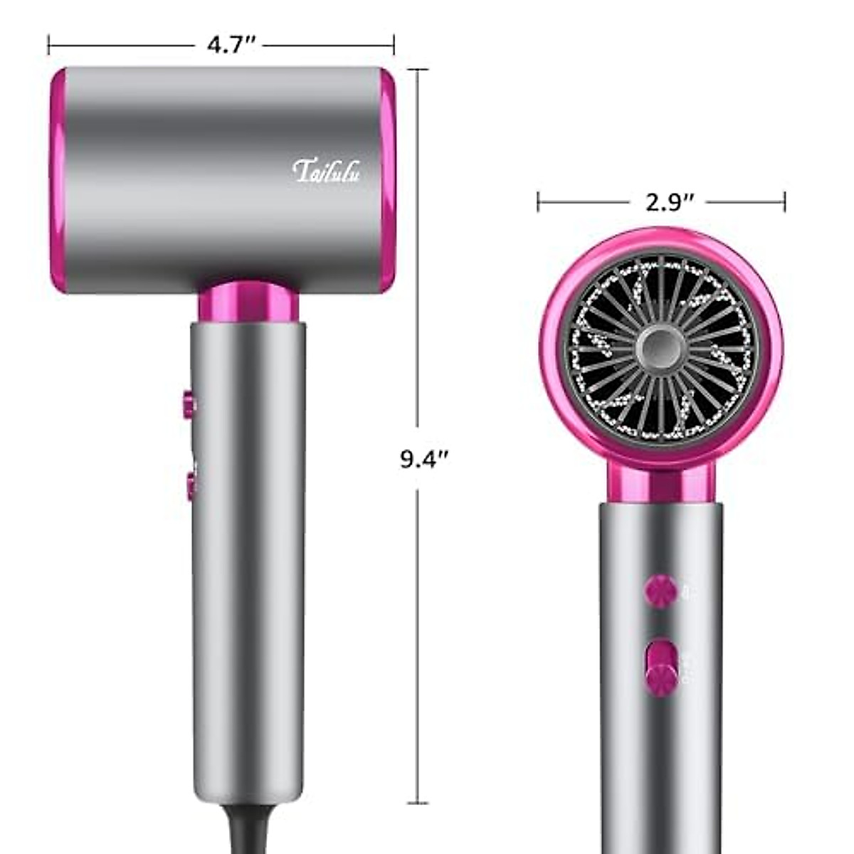 Tailulu Professional 1875W High-Speed Low Noise Ionic Hair Dryer with Diffuser for Home and Travel - 110,000 RPM, Suitable for Women and Men