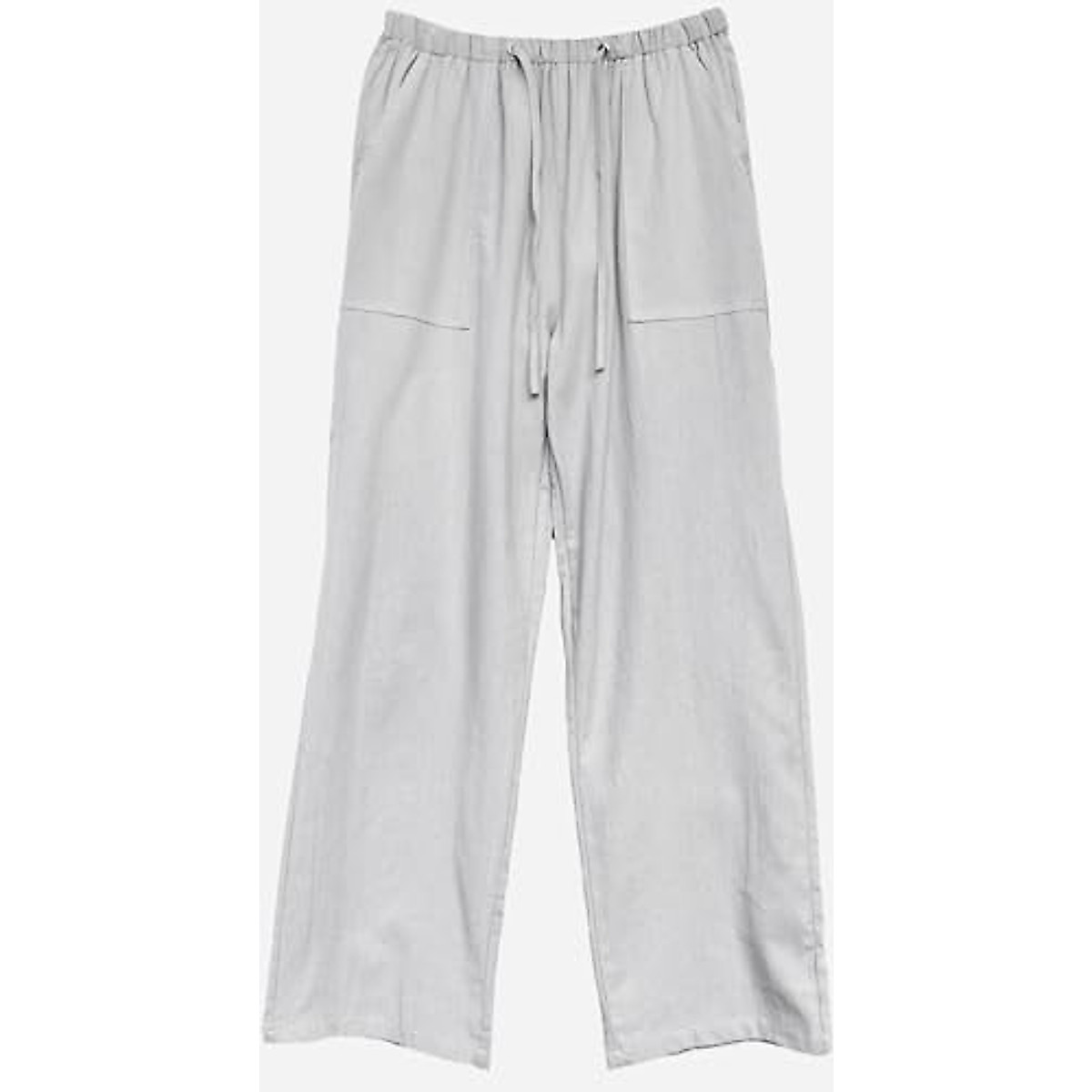 perdontoo Mens Casual Cotton Linen Pants Elastic Waist Drawstring Straight Summer Beach Pants (X-Large, Grey)