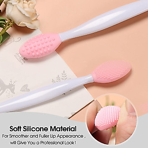 Lip Scrub Brush,Silicone Lip Brush Exfoliating Double-Sided Lip Scrubber Tool, Lightening for Dark and Chap Lips, Exfoliating Brush for a Smoother and Fuller Appearance, Cleaner Lips
