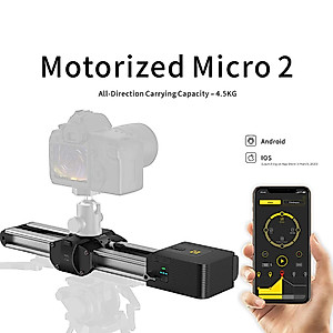 Zeapon Motorized Micro 2 Camera Slider, Travel Distance 52cm/20in, 4.5KG All-Direction Carrying Capacity, 39 Decibels Motor, 3 Adjustable Speeds, Power-Off Protection, APP Supported Android & iOS