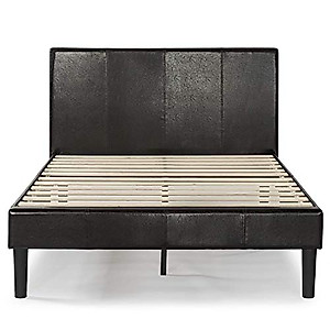 Zinus Gerard Faux Leather Upholstered Platform Bed Frame / Mattress Foundation / Wood Slat Support / No Box Spring Needed / Easy Assembly, King