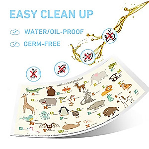 Disposable Stick-on Placemats 40 Pack for Baby & Kids, Restaurant Table Mats 12" x 18" Sticky Place Mats, Toddler Baby Placemat, Animal Alphabet Theme