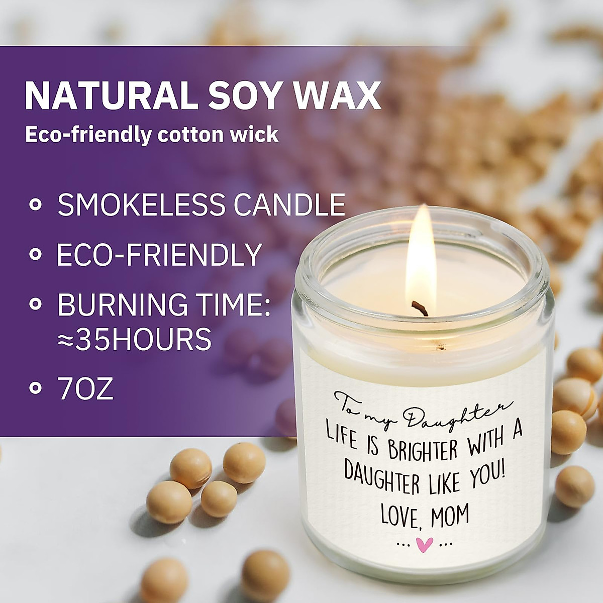 GiltGlimmer Daughter Christmas Gift from Mom, Daughter Gifts, Unique Birthday Gifts for Daughter, Lavender Scented Candle for Daughter Mothers Day Graduation Back to School Wedding Bridal Shower Gift