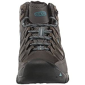 KEEN Women's Targhee 3 Mid Height Waterproof Hiking Boots, Magnet/Atlantic Blue, 9.5