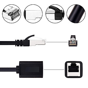 Ruaeoda Ethernet Extension Cable 25 Ft, Shielded Network Cat6 Extension Patch Cable RJ45 Cords Shielded Male to Female Connector