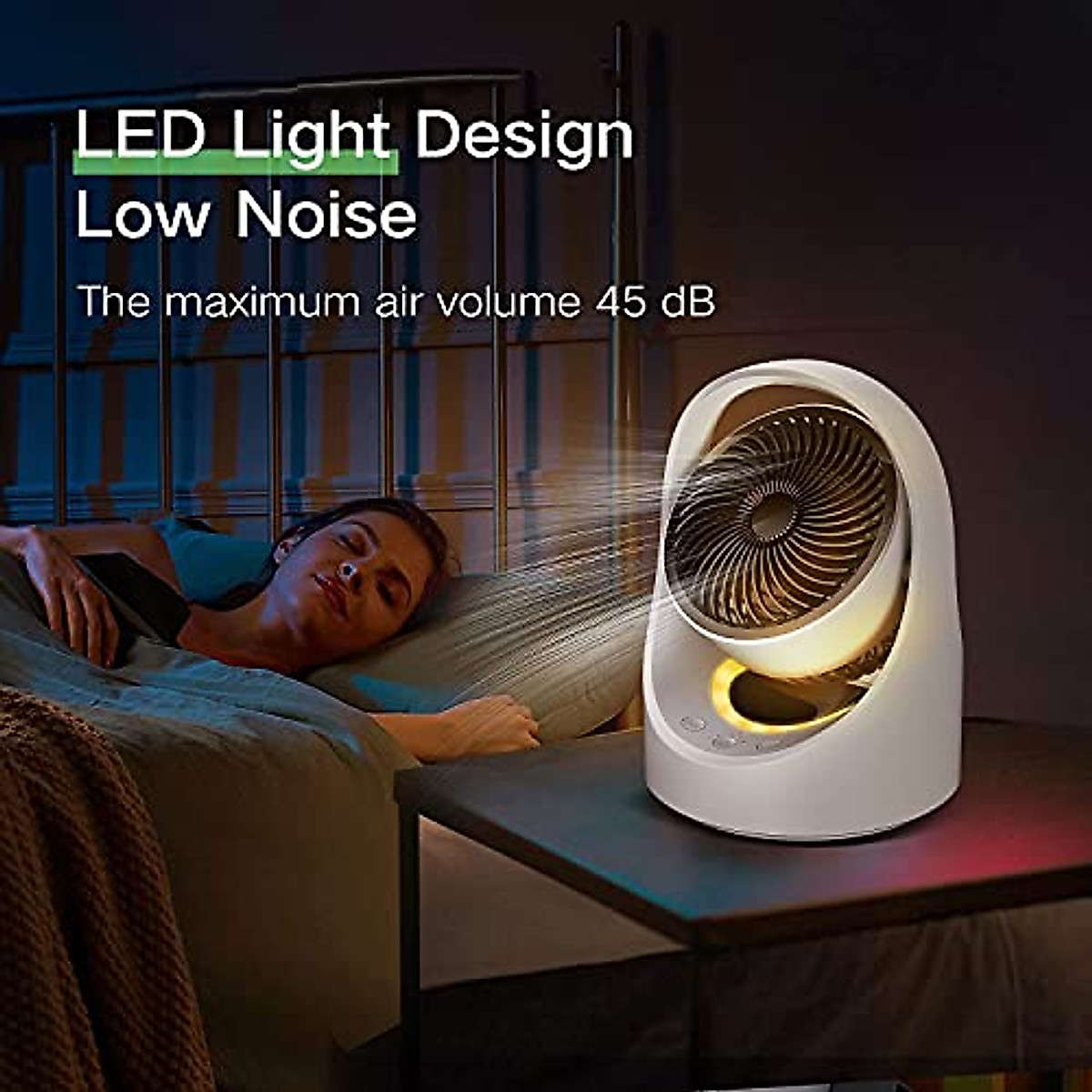 igogoi Air Circulator Fan，Rechargeable Desk Fan Small Oscillating Cordless Fan，Vortex Fan with LED Light 4 Speeds USB Powered Quiet Portable Table Fan for Home Office Bedroom