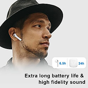 Ear Buds Wireless Bluetooth Earbuds, Air Buds Pods with Charging Case, IPX5 Waterproof Earphones Clear Call Built in Mic, 24 Hrs Playback for iPhone & Android In-Ear Headphones Bluetooth headset White