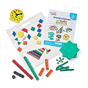 hand2mind Take Home Math Manipulatives Kit for Kids Grade K-2, with Snap Cubes, Base Ten Blocks, Cuisenaire Rods, Pattern Blocks, Color Tiles and Learning Clock, Homeschool Supplies (292 Pieces)