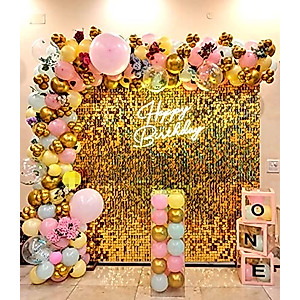 Shimmer Wall Backdrop Sequin Panels Gold Backdrop Decoration Panels Shimmer Panels(Pack of 24) Photo Backdrops for Birthday Anniversary Engagement Parties Decoration