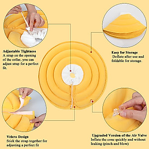 BABYLTRL Dog Cone Collar for After Surgery, Inflatable Pet Recovery Collar for Dogs and Cats, Soft Protective Recovery Cone to Prevent Pets from Touching Stitches, Wounds and Rashes (M, Yellow)