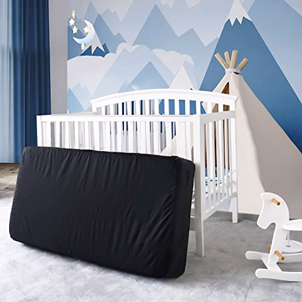 Crib Mattress Bags for Moving, Waterproof Heavy Duty Crib Mattress Storage Bag, Zippered Reusable Crib Mattress Cover for Moving and Storage, Black …