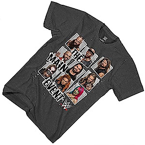 WWE Boys Superstars Group Shirt - John Cena, Daniel Bryan, Seth Rollins World Wrestling Champion Belt T-Shirt (Charcoal Heather, Large)