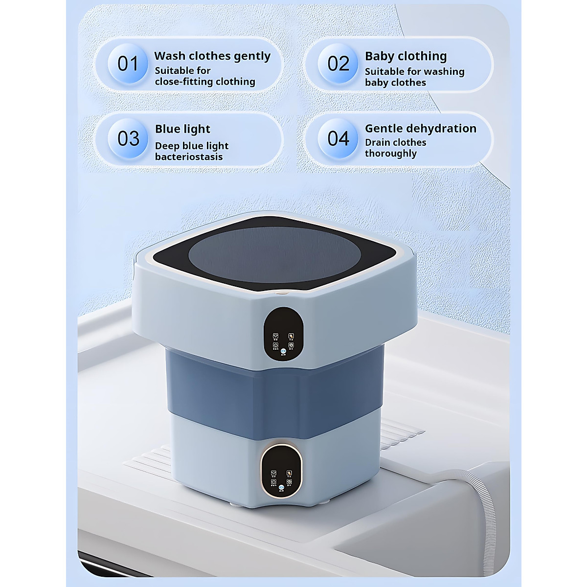 Portable washing machine, 12L folding mini washing machine, deep cleaning underwear, baby clothes and other small clothes, suitable for apartments, dormitories, camping, travel (Purple)