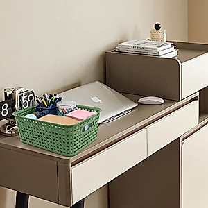 Fiazony Woven Plastic Storage Basket, 10.03" x 7.55" x 4.09", Set of 6