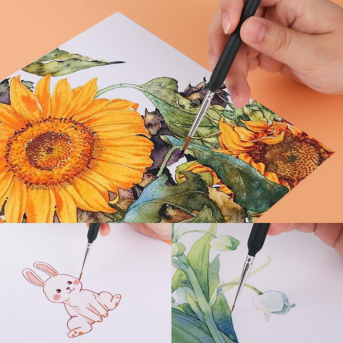 10Pcs Miniature Paint Brushes, Detail Fine Tip Paint Brushes Set with Ergonomic Handle - Suitable for Acrylic Painting, Oil, Watercoloring, Face, Nail, Scale Model Painting, Line Drawing