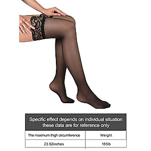 Geyoga 6 Pairs Thigh High Stockings Lace Tights Silky Semi Sheer Stocking for Women Girls (Black, White, Skin Color, Red, Rose Red, Pink)