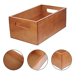 TEHAUX Wood Organizer Open Box Storage Box with Handle Coffee Condiment Organizer Tea Bag Holder Shampoo Vanity Holder for Home Bathroom Kitchen