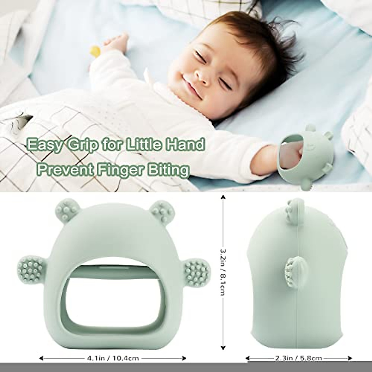 Teething Toys for Babies 3+ Months, AEOLZ Infants Anti-Drop Silicone Baby Mitten Teether Toy for Soothing Sore Gums, Baby Teething Relief Sucking Needs Chew Toy, BPA Free