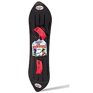 The Original Geospace Sledsterz Kids Beginner Snowboard for Winter Fun on Snow, with Adjustable Step-in Bindings; for Kids Between 4 to 12 Years Old (Black/Red Bindings)