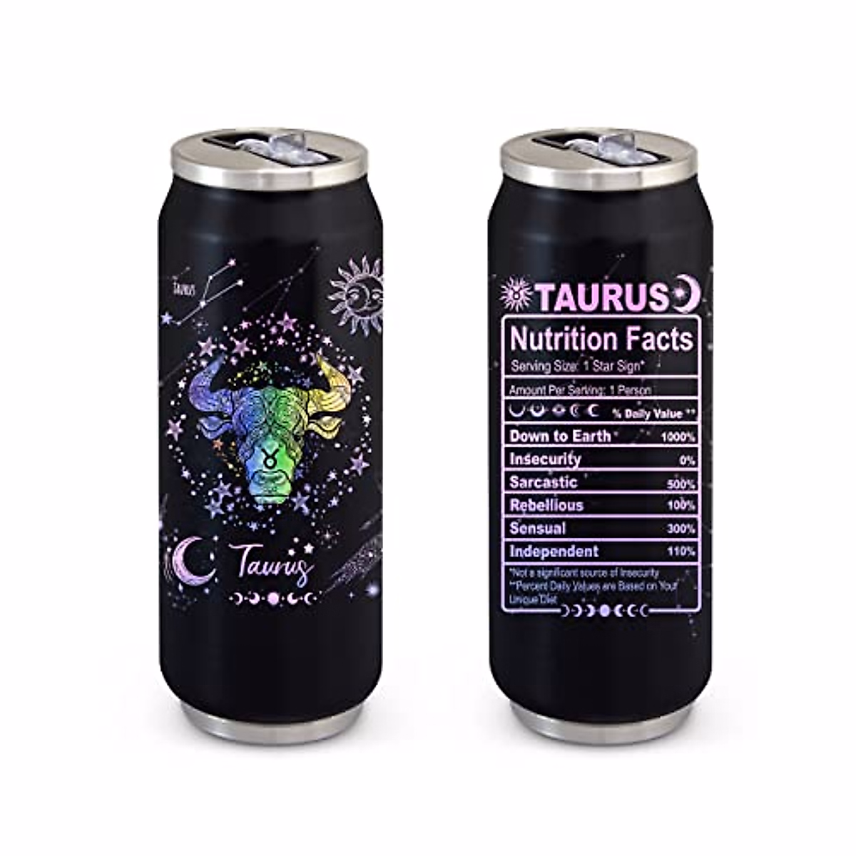 Taurus Gifts for Women,Taurus Gifts Tumbler,Taurus Zodiac Cup,Witchy Gothic Gifts Astrology Constellation Stainless Steel Insulated 17 OZ Can Tumbler with straw lid Coffee Mug