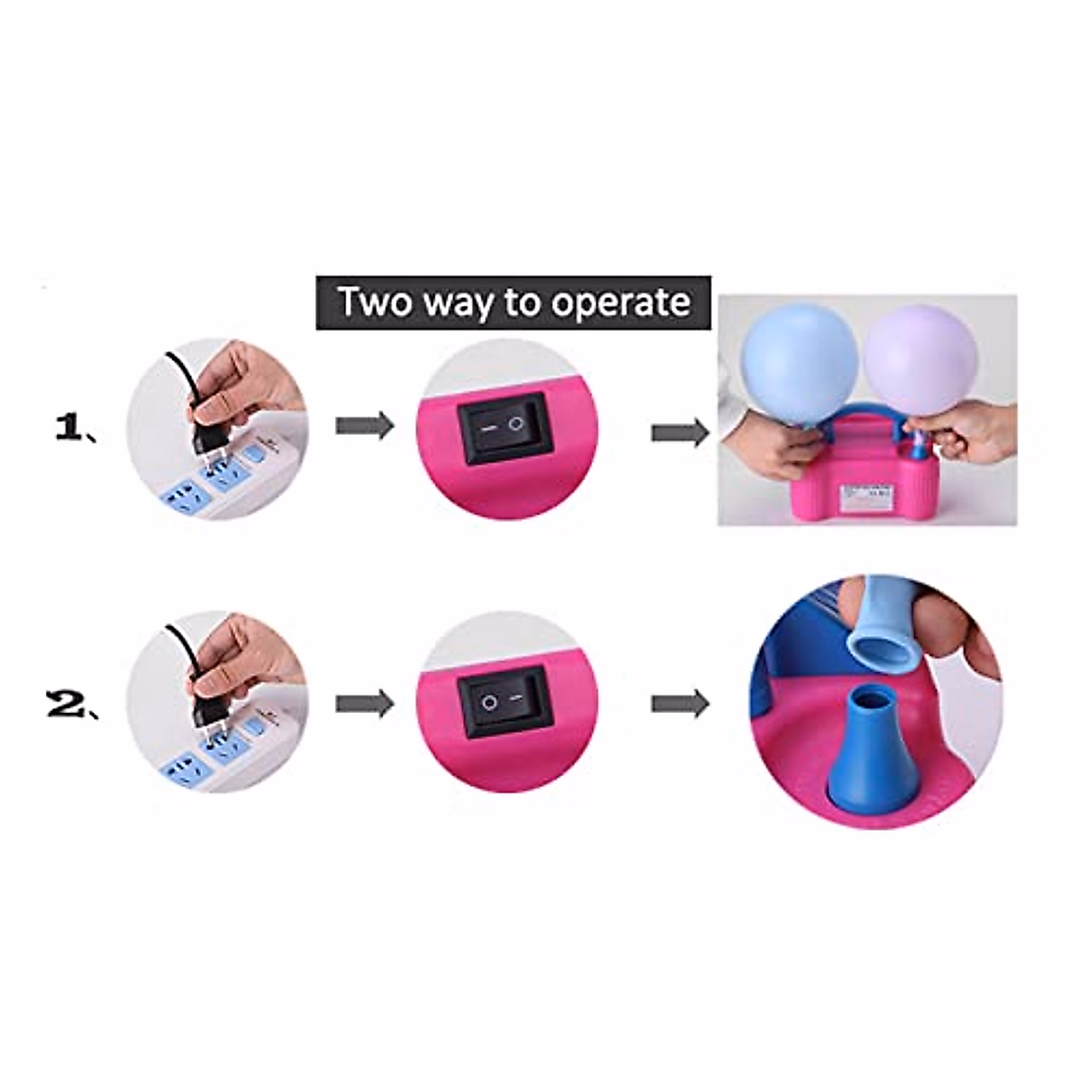 Balloon Pump Electric Portable Air Filler Machine for Balloons Small 400W ≤85dB Dual Nozzle Inflator/Blower for Party Decoration