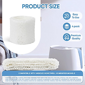 LBLVBNEWD 4 Pack HAC-504 Humidifier Wicking Filter Compatible with Honeywell HCM-350,HCM-300T, HCM-600, HCM-710, HCM-315T,HAC-504 and HAC-504AW Cool Mist Humidifiers, Replacement Filter A