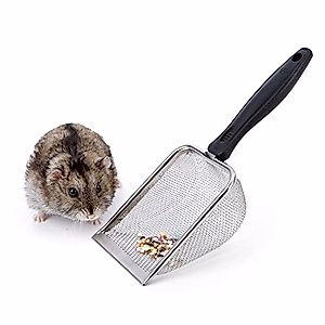 Niteangel Hamster Sand Bath Scoop: - Stainless Steel Sand Substrate Shovel Fine Mesh Metal Sifter Scooper fits Small Animal sandbath Box (Small Scoop)