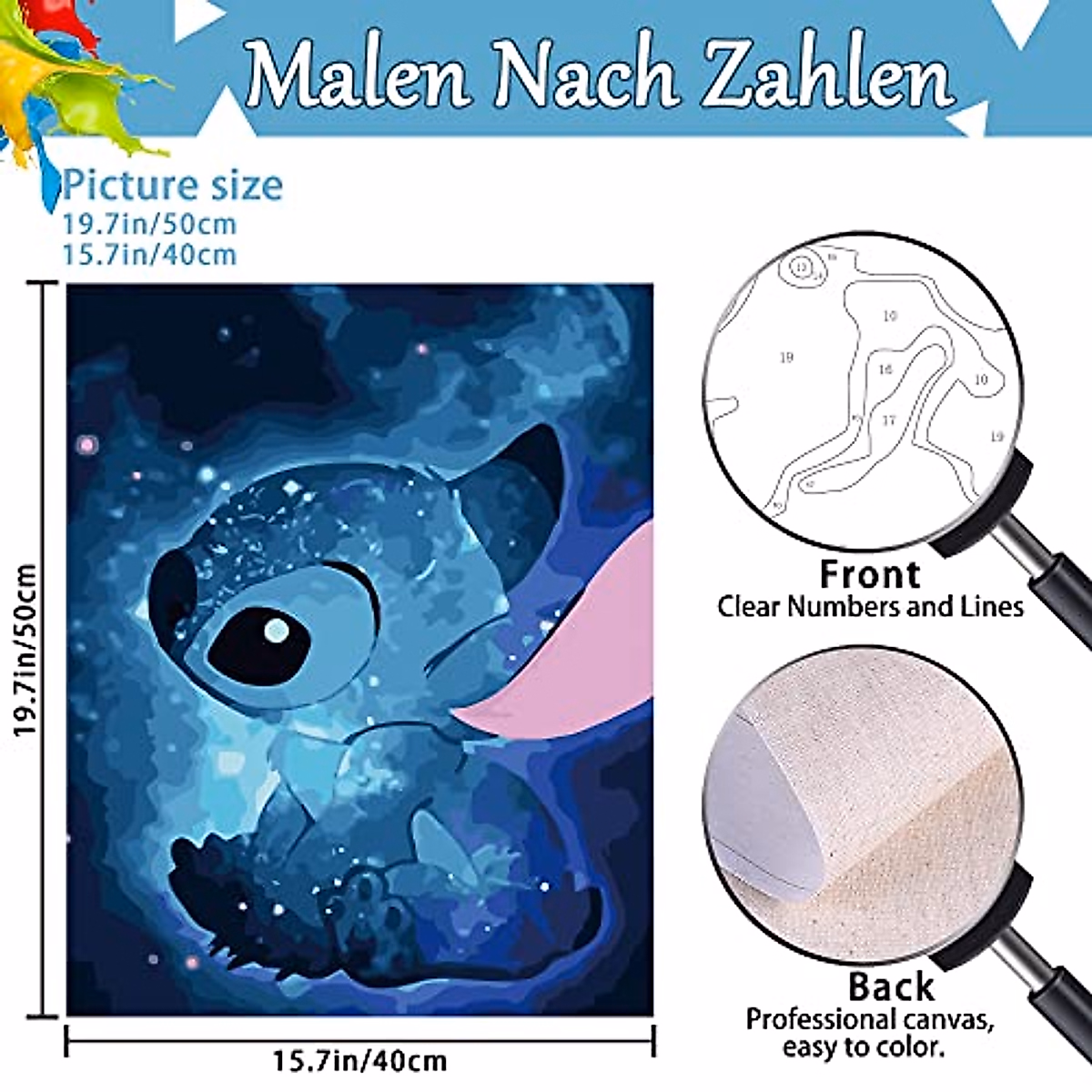 eimivrc Paint by Number for Adults Beginner, Stitch Paint by Numbers,Paint by Number Stitch for Gift Home Decor(16x20 Inch)