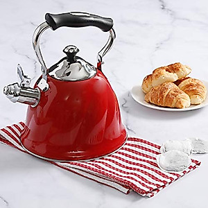Mr Coffee Alderton Whistling Tea Kettle, 2.3 Quarts, Red