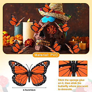 Hotop 39 Pcs Day of the Dead Decor Set Altar De Ofrendas Marigold Garland String Lights Dia De Los Muertos Table Runner Mexican Party Banners Skull Hanging Swirl Monarch Butterfly (Orange and Yellow)