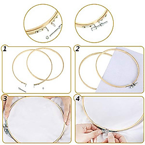 53 Pieces Cross Stitch Tool Embroidery Starter Kit, Includes Bamboo Circle Cross Stitch Hoop Ring, Vintage Sewing Scissors, Needle-Threading Tools, Thimbles, Floss Bobbins, Seam Ripper and Embroidery